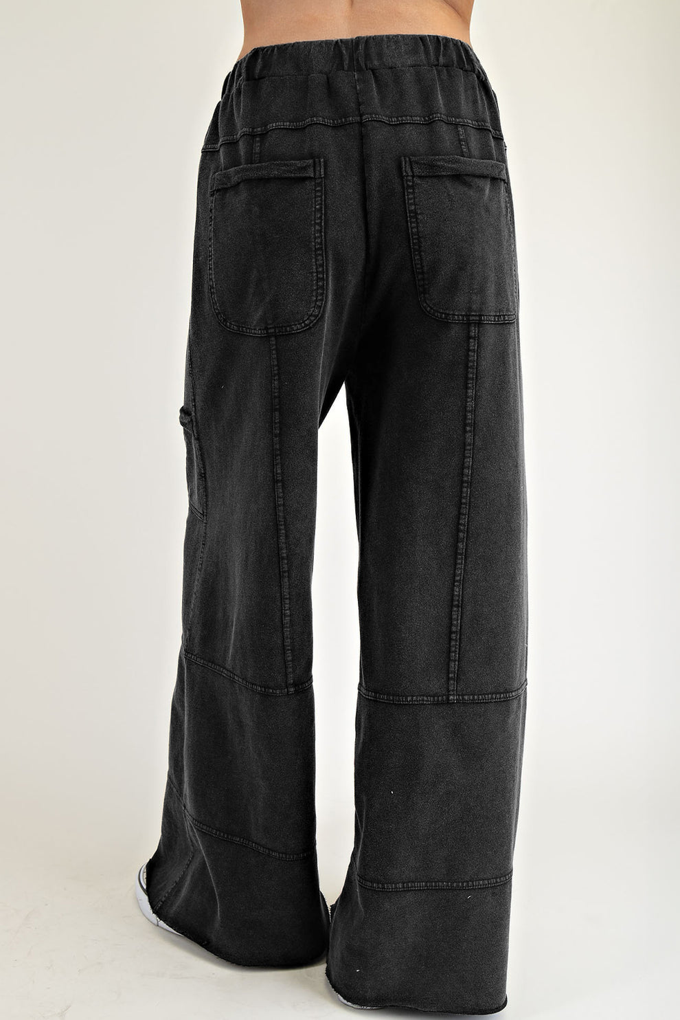 Black Mineral Wash Exposed Seam Wide Leg Cargo Pants – Ava & Ash